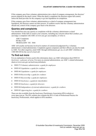 Voluntary administration a guide for creditors | PDF