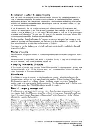 Voluntary administration a guide for creditors | PDF