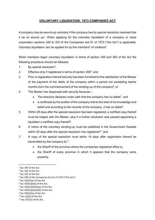 Voluntary Liquidation - 1973 Companies Act | PDF