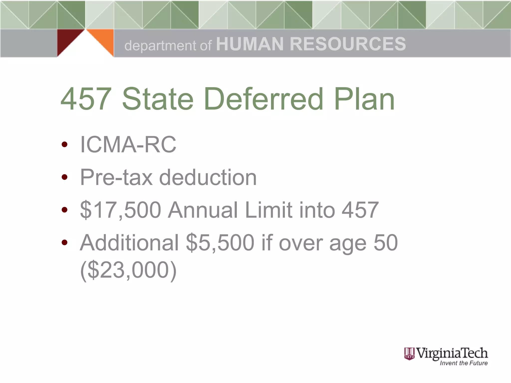 Virginia Tech - New Employee Orientation - Voluntary Retirement Savings ...