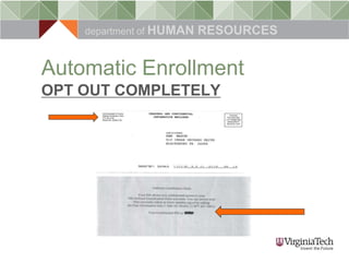 Virginia Tech - New Employee Orientation - Voluntary Retirement Savings Plans | PPT