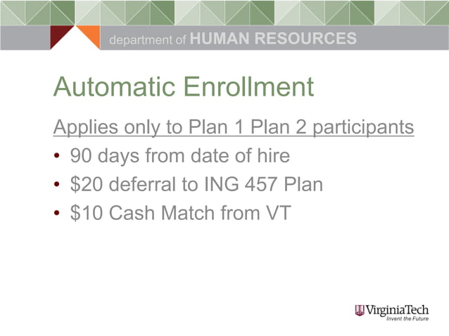 Virginia Tech - New Employee Orientation - Voluntary Retirement Savings Plans | PPT