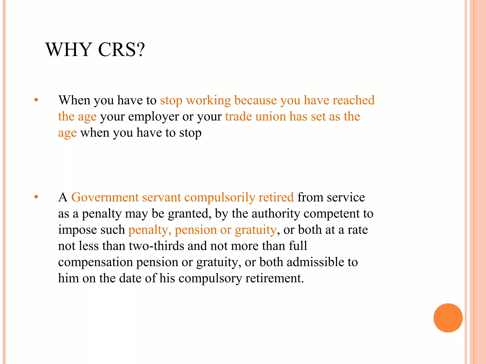 Compulsory retirement and voluntary retirement | PPTX