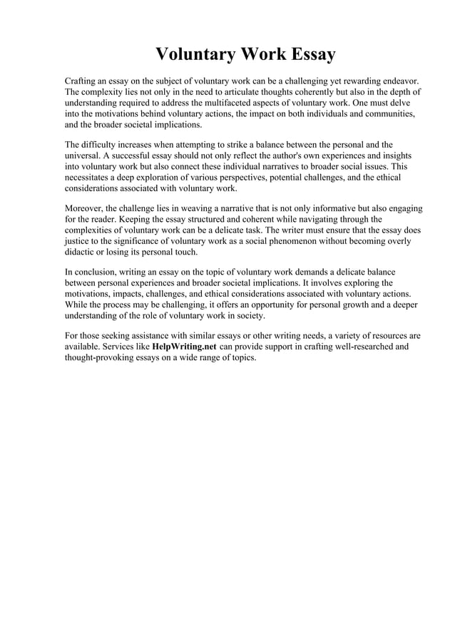 Voluntary Work Essay | PDF