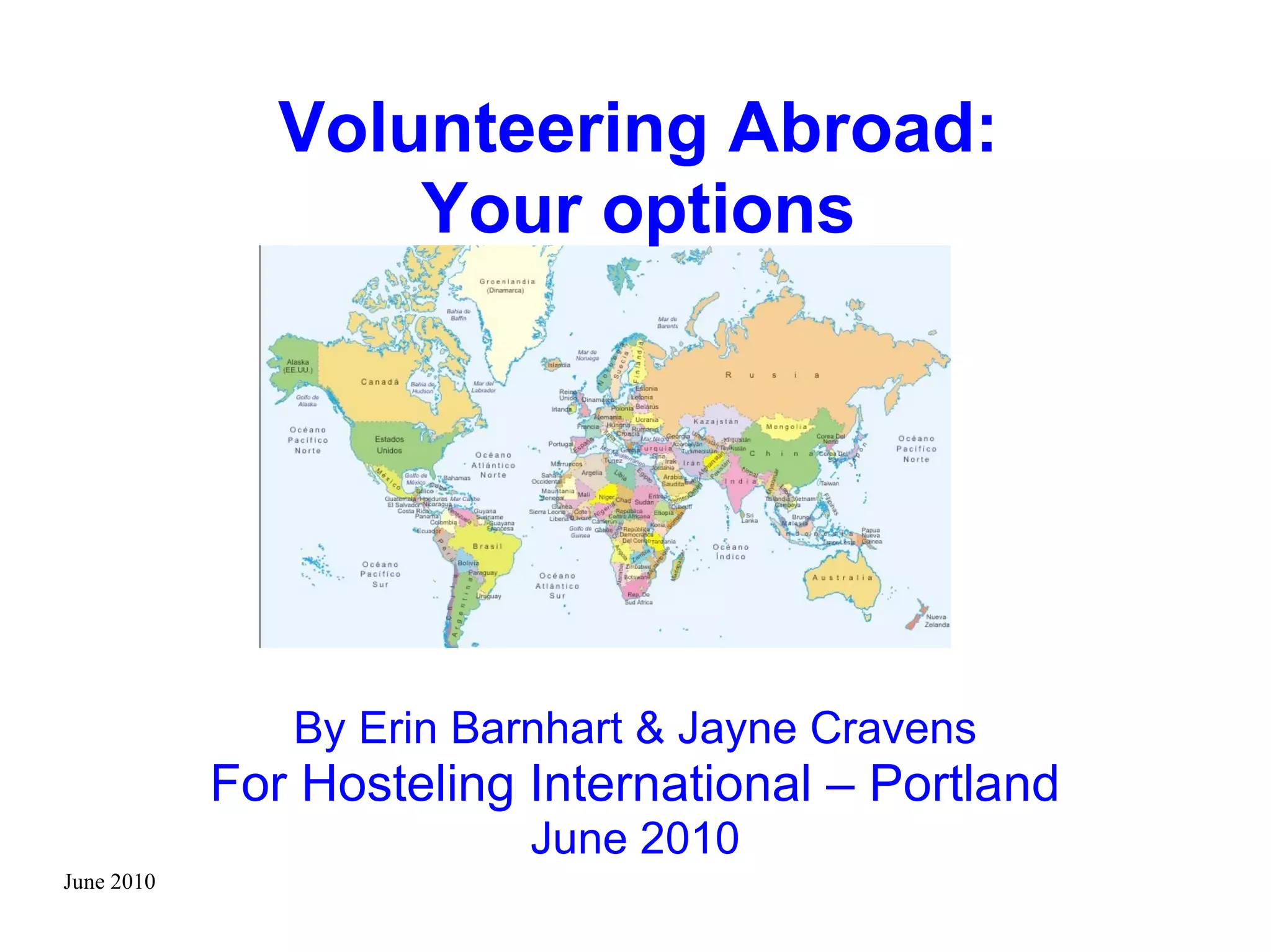 Volunteering abroad options | PPT