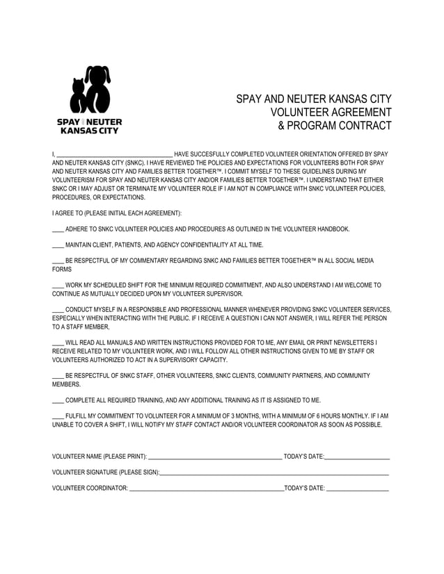 Volunteer Agreement and Program Contract | PDF | Law