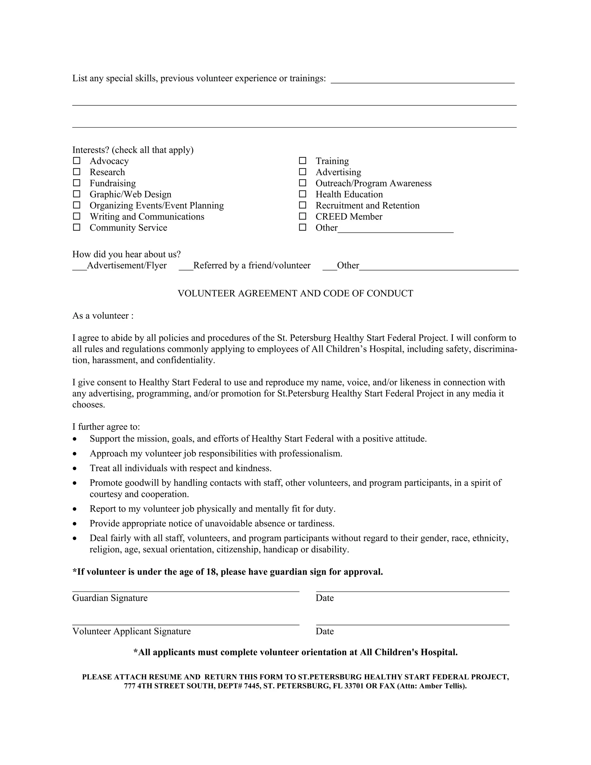 CREED Volunteer Application | PDF