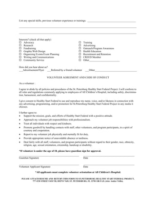 CREED Volunteer Application | PDF