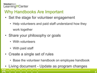 Playing by the Rules: Creating an Effective Volunteer Handbook | PPT