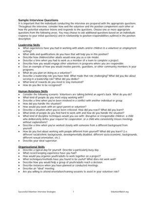 Successful Volunteer Interview Strategies | PDF