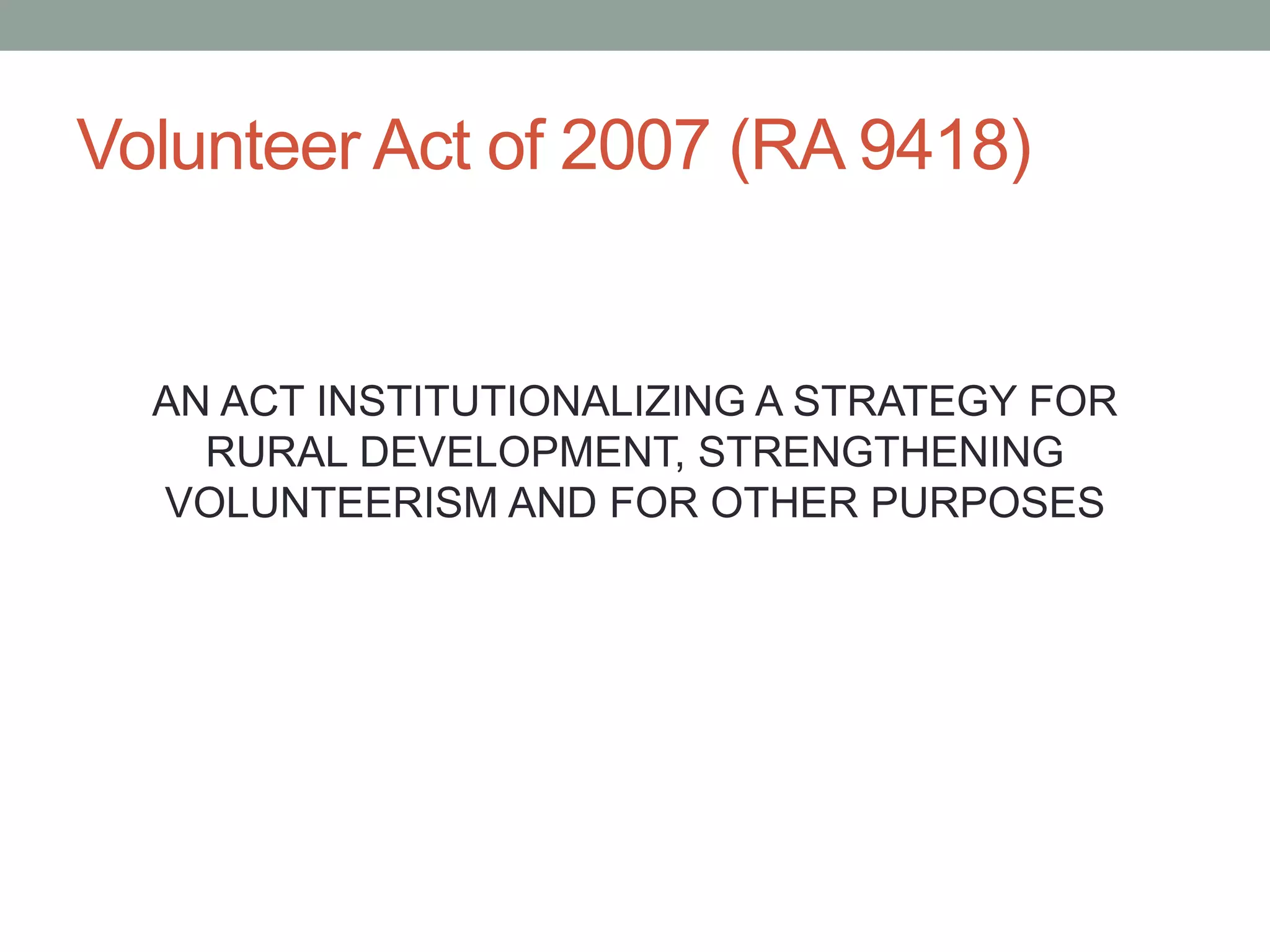 Volunteerism: A tool for nation building | PPTX