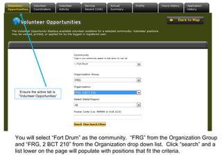 Volunteer management information system tutorial FRSA 710 2-87 3BCT | PPT