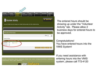 Volunteer management information system tutorial FRSA 710 2-87 3BCT ...