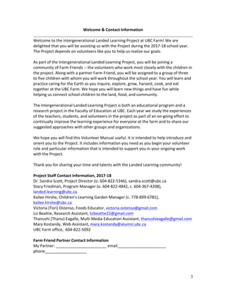 Intergenerational Landed Learning Project Volunteer manual 2017/2018 | PDF