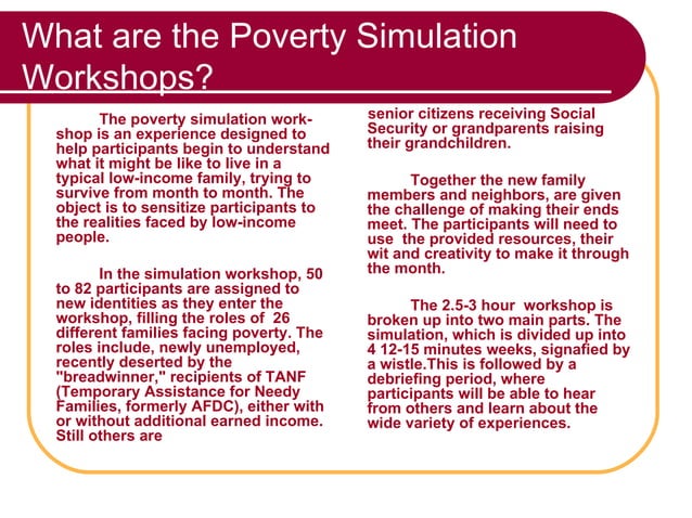 Poverty Simulation Volunteer Training | PPT