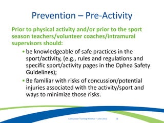 Concussion Identification, Management and Prevention for Volunteer ...