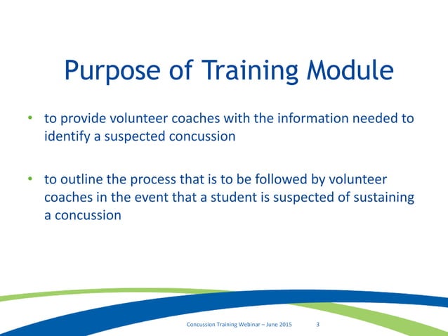 Concussion Identification, Management and Prevention for Volunteer ...