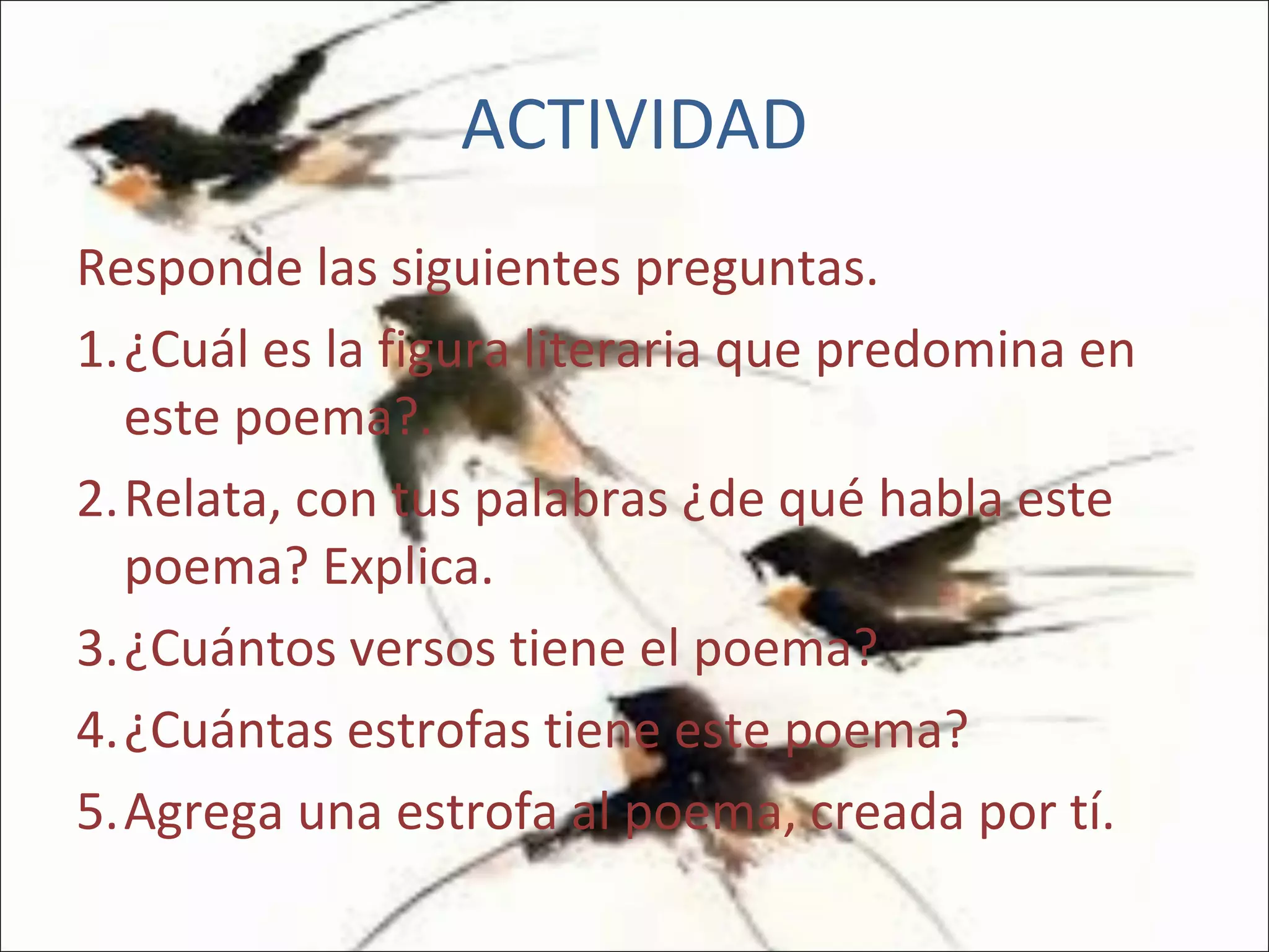 Volverán las oscuras golondrinas analizar poema 7º | PPT