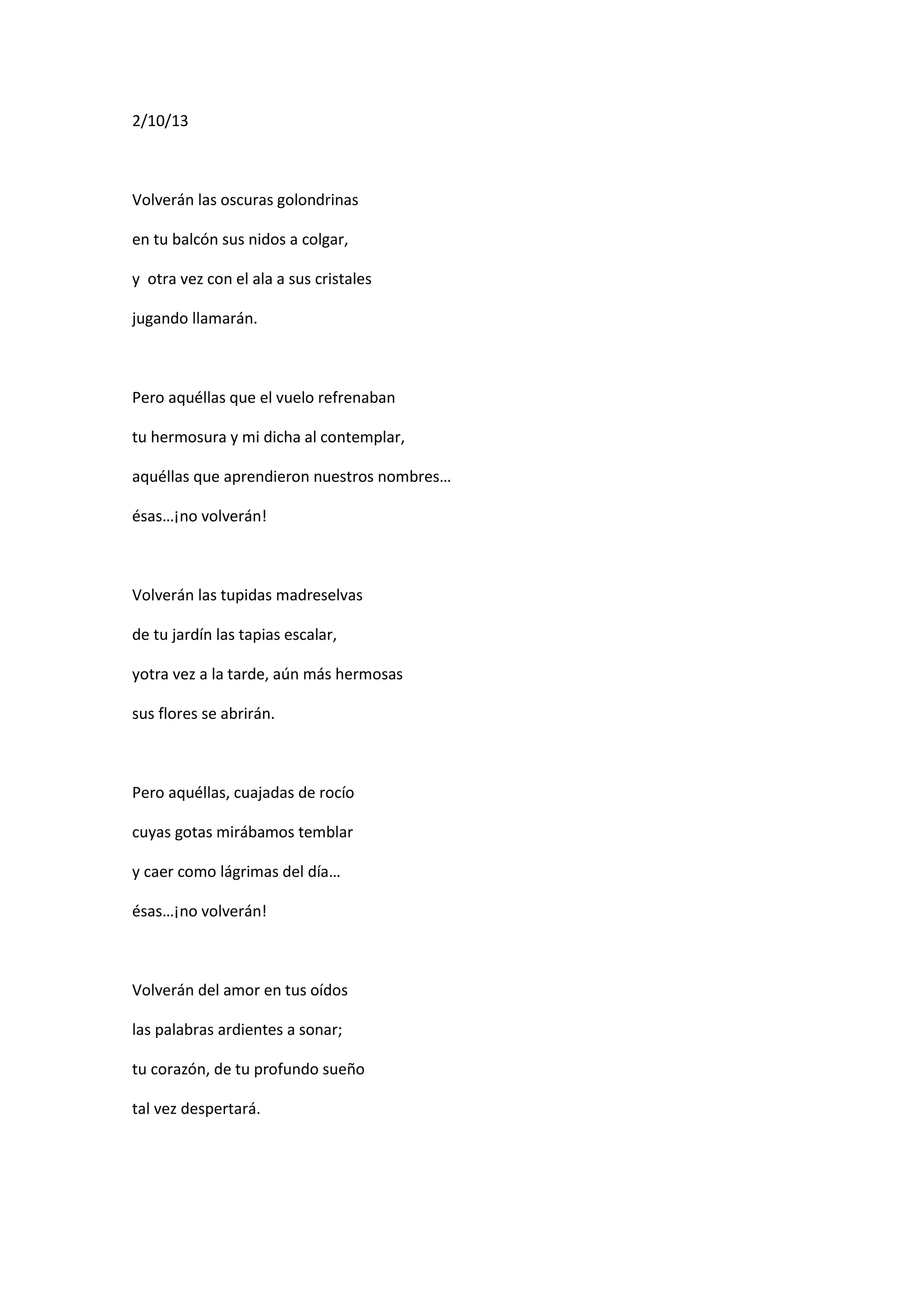 Volverán las oscuras golondrinas | DOCX