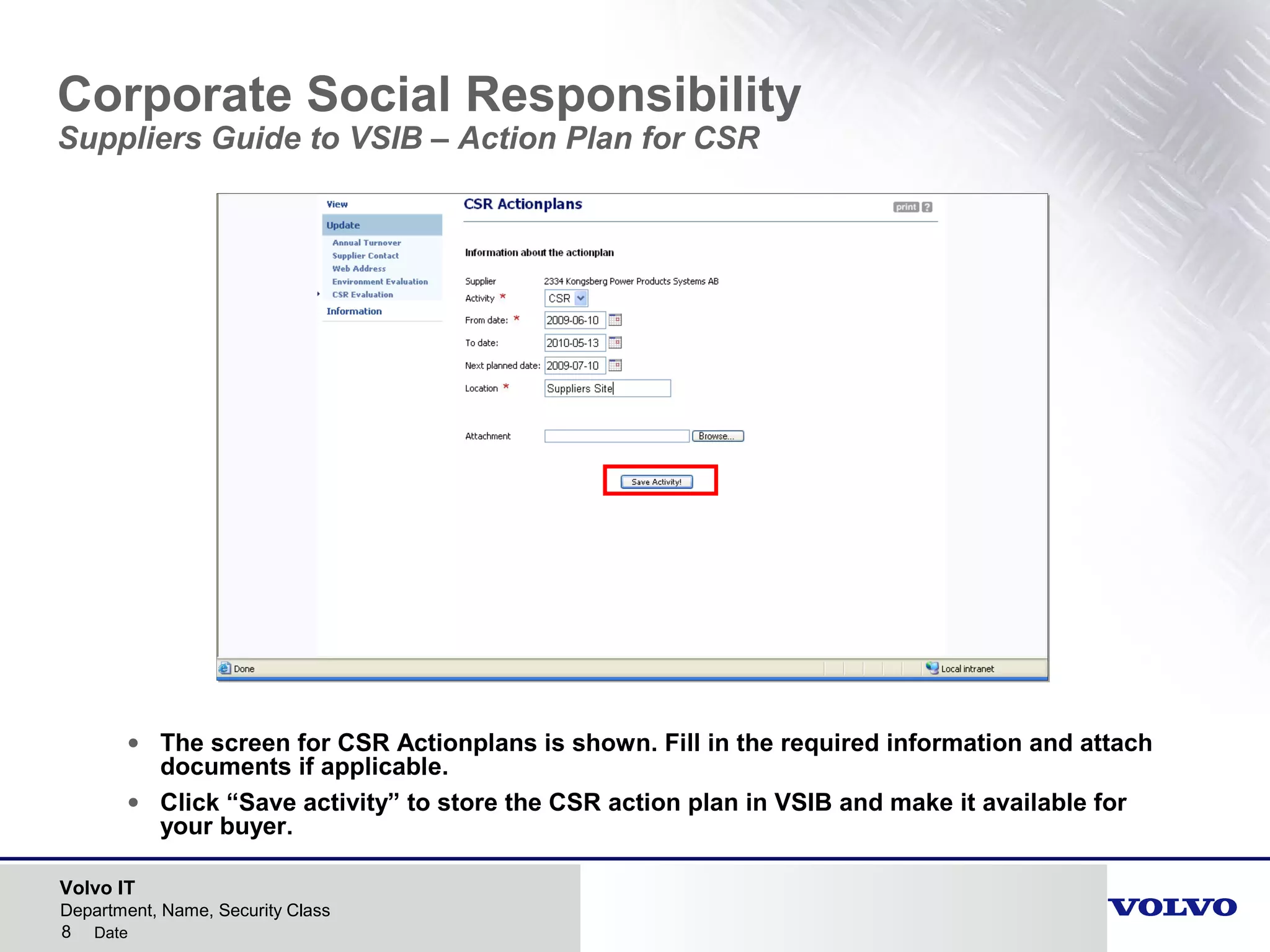 Volvo csr suppliers guide vsib | PPT