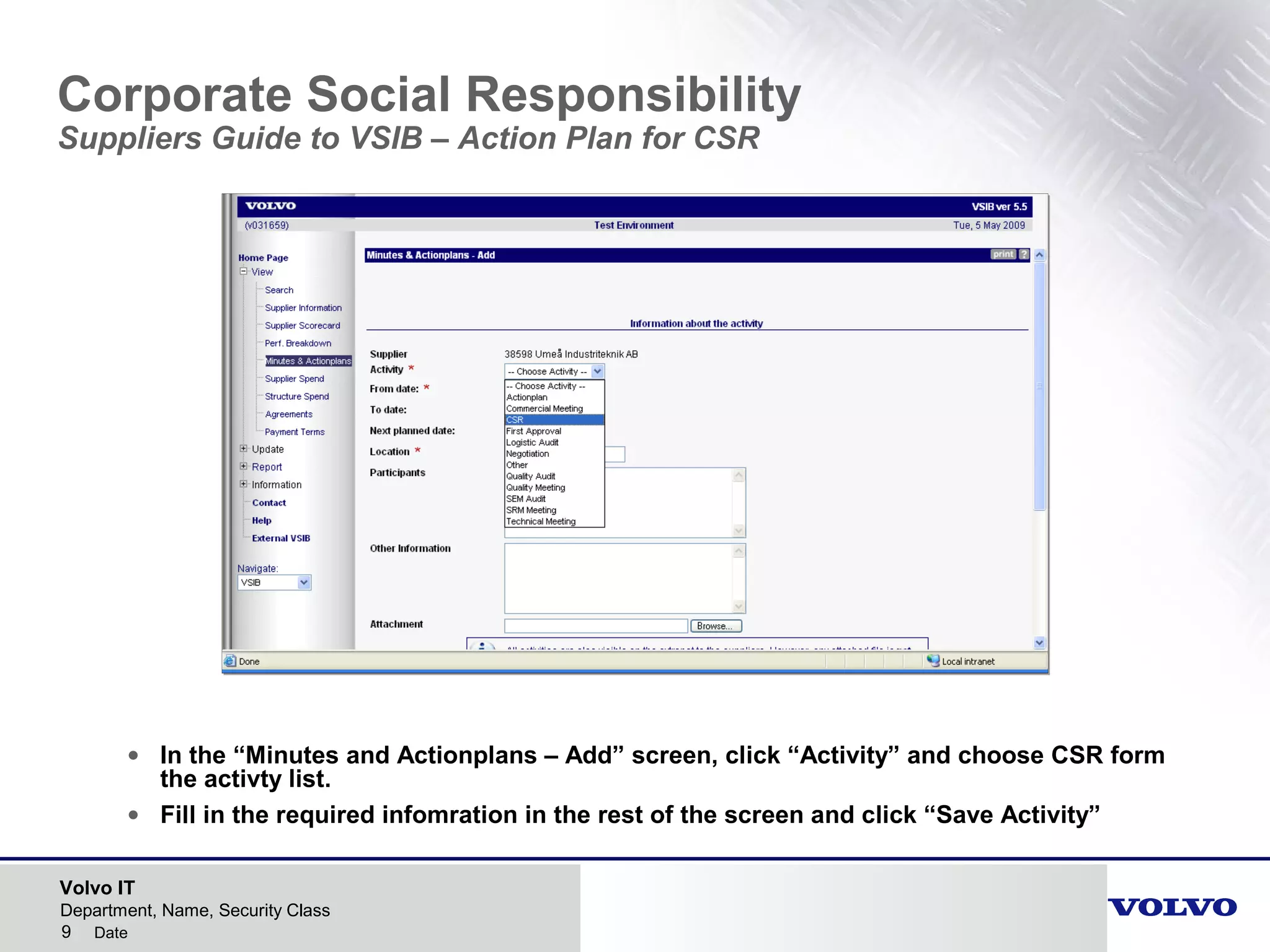 Volvo csr suppliers guide vsib | PPT