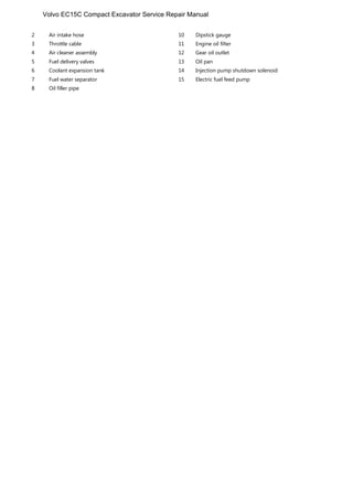 Volvo EC15C Compact Excavator Service Repair Manual | PDF