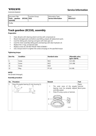 Volvo ec210 nlc ec210 nlc excavator service repair manual | PDF
