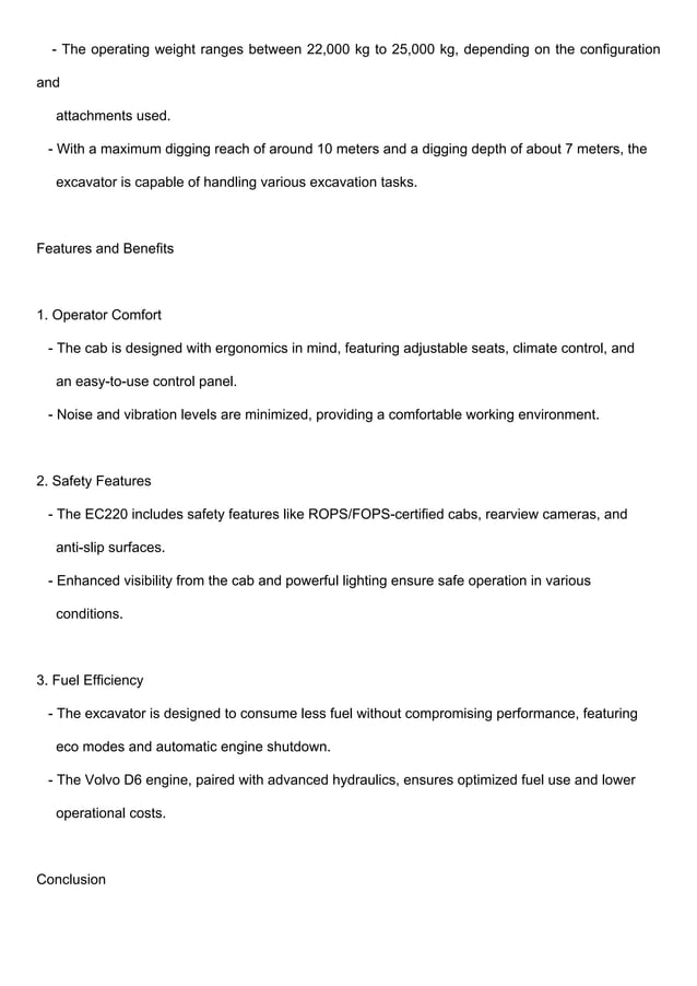 Volvo_EC220_Excavator_Overviewwwwwwwwwww | PDF