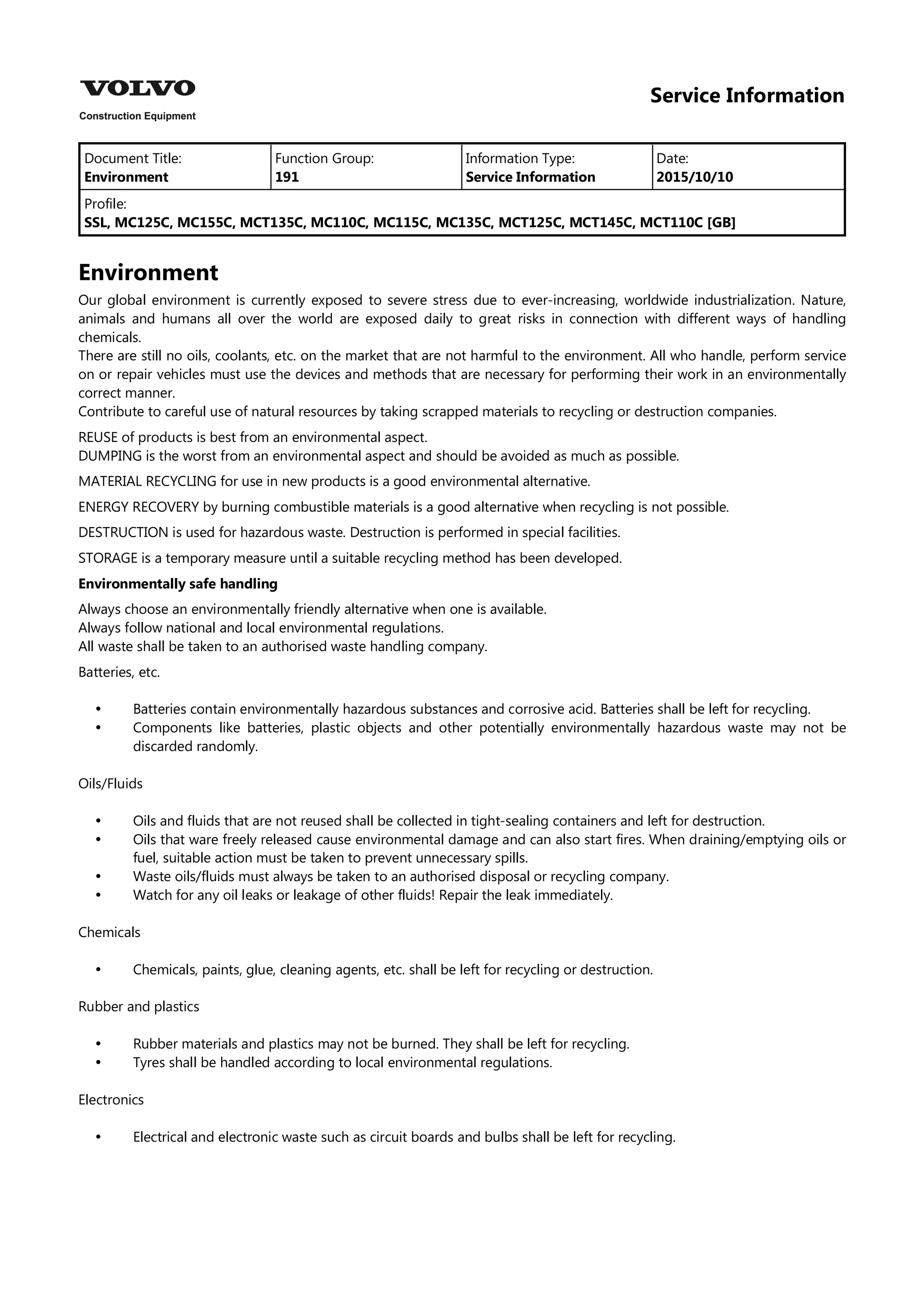 Volvo mct125 c skid steer loader service repair manual | PDF