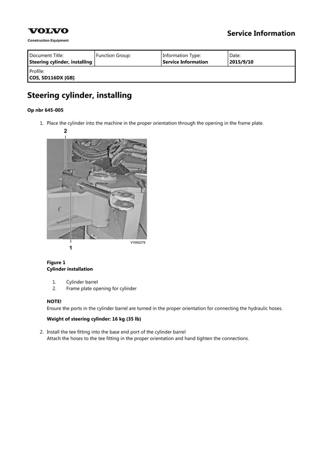 Volvo sd116 dx single drum roller service repair manual | PDF