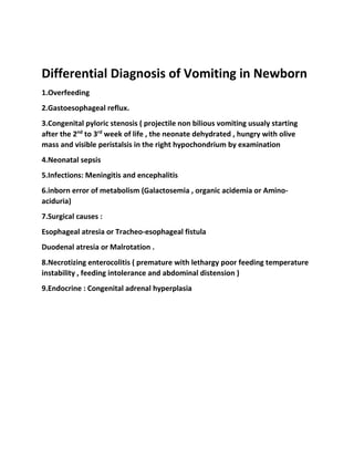 Vomiting in newborn | PDF