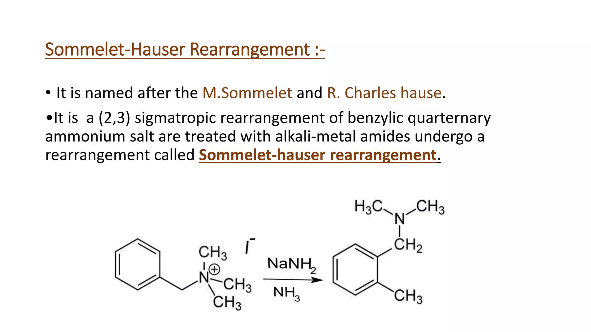 Von Richter Rearrangement and sommelet hauser rearrangementm | PPTX