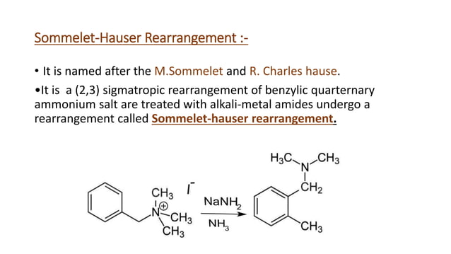 Von Richter Rearrangement and sommelet hauser rearrangementm | PPTX ...