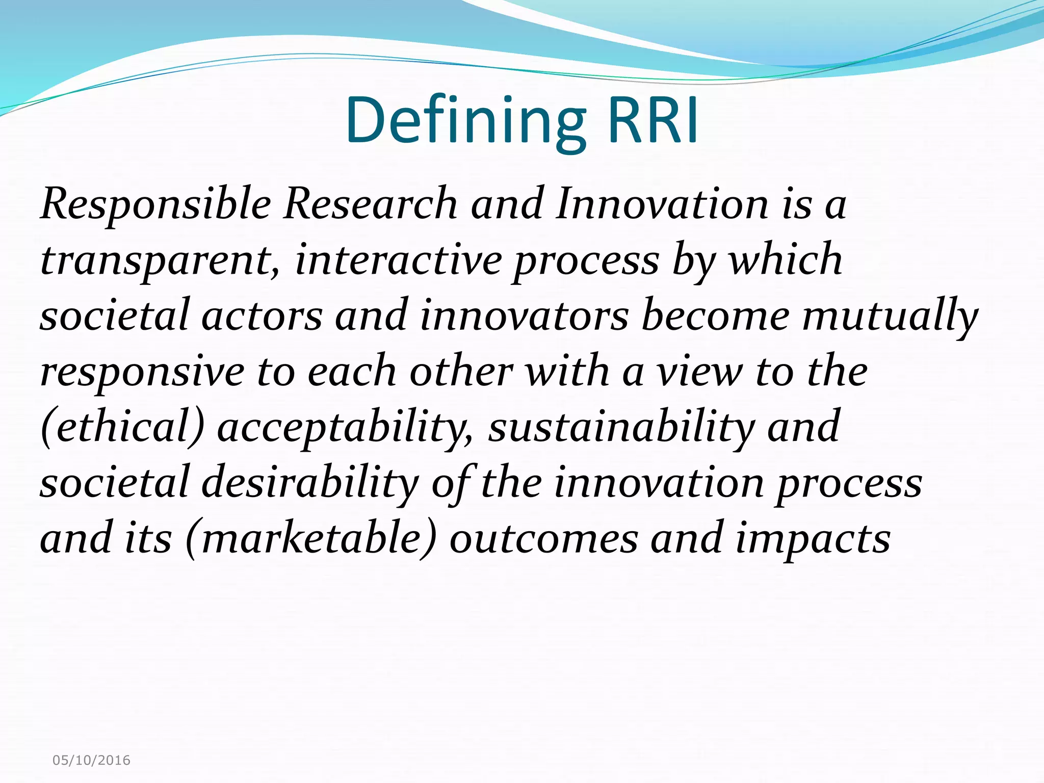 Responsible Innovation for the pursuit of Sustainability | PPTX