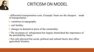 Von thunen’s model of agricultural land use | PPTX