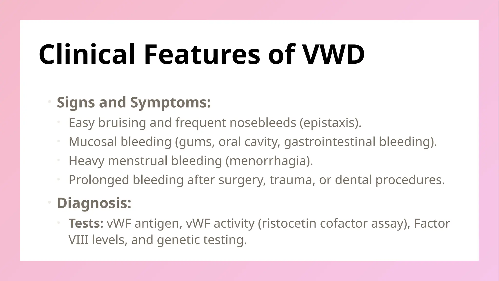 Von Willebrand Disease.pptxxxxxxxxxxxxxx | PPTX