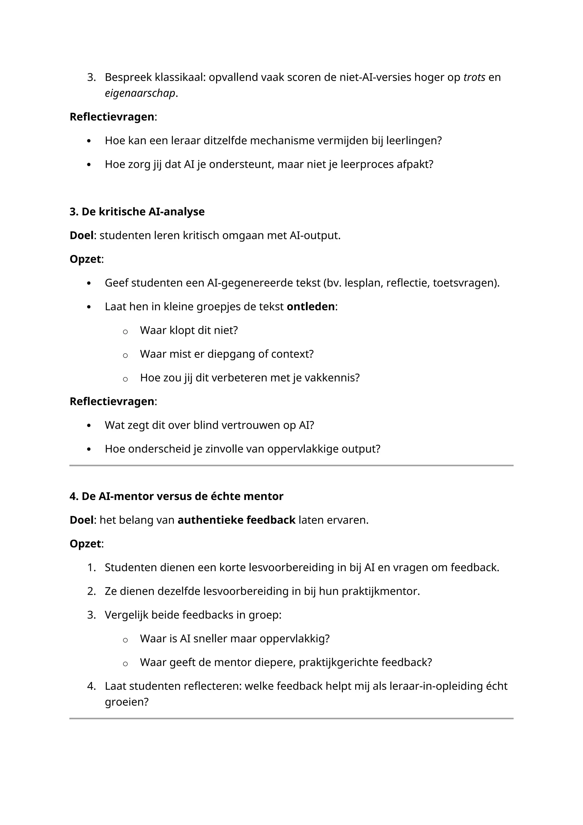 Voorbeeldoefeningen voor student-leraren - AI in de lerarenopleiding | DOCX