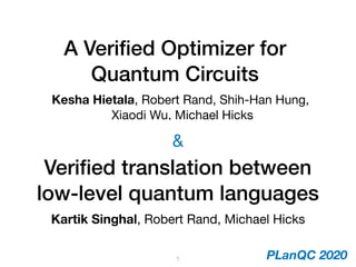 Merged Talk: A Verified Optimizer for Quantum Circuits & Verified ...