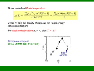 Theoretical picture: magnetic impurities, Zener model, mean-field ...