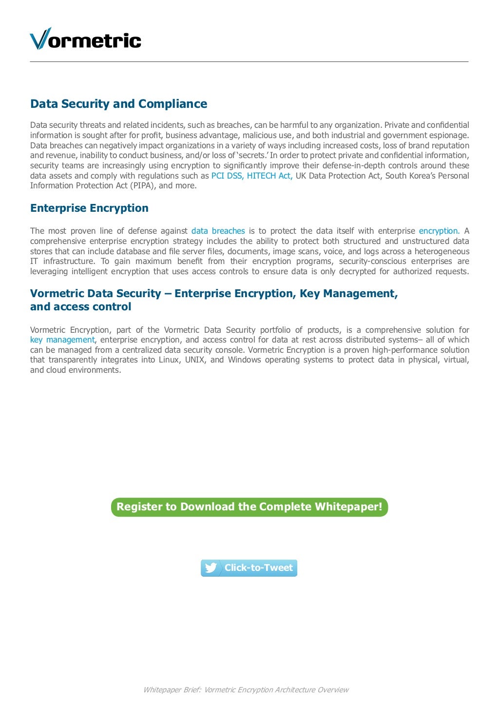Protecting Enterprise Data At Rest Vormetric Encryption Architecture Overview Whitepaper