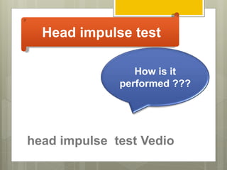 Vor tests and vertigo treatment | PPTX