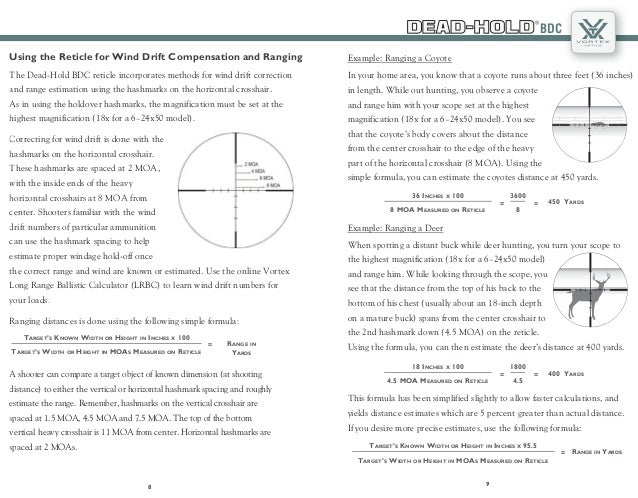 VORTEX DEAD-HOLD BDC Reticle Subtensions | Optics Trade
