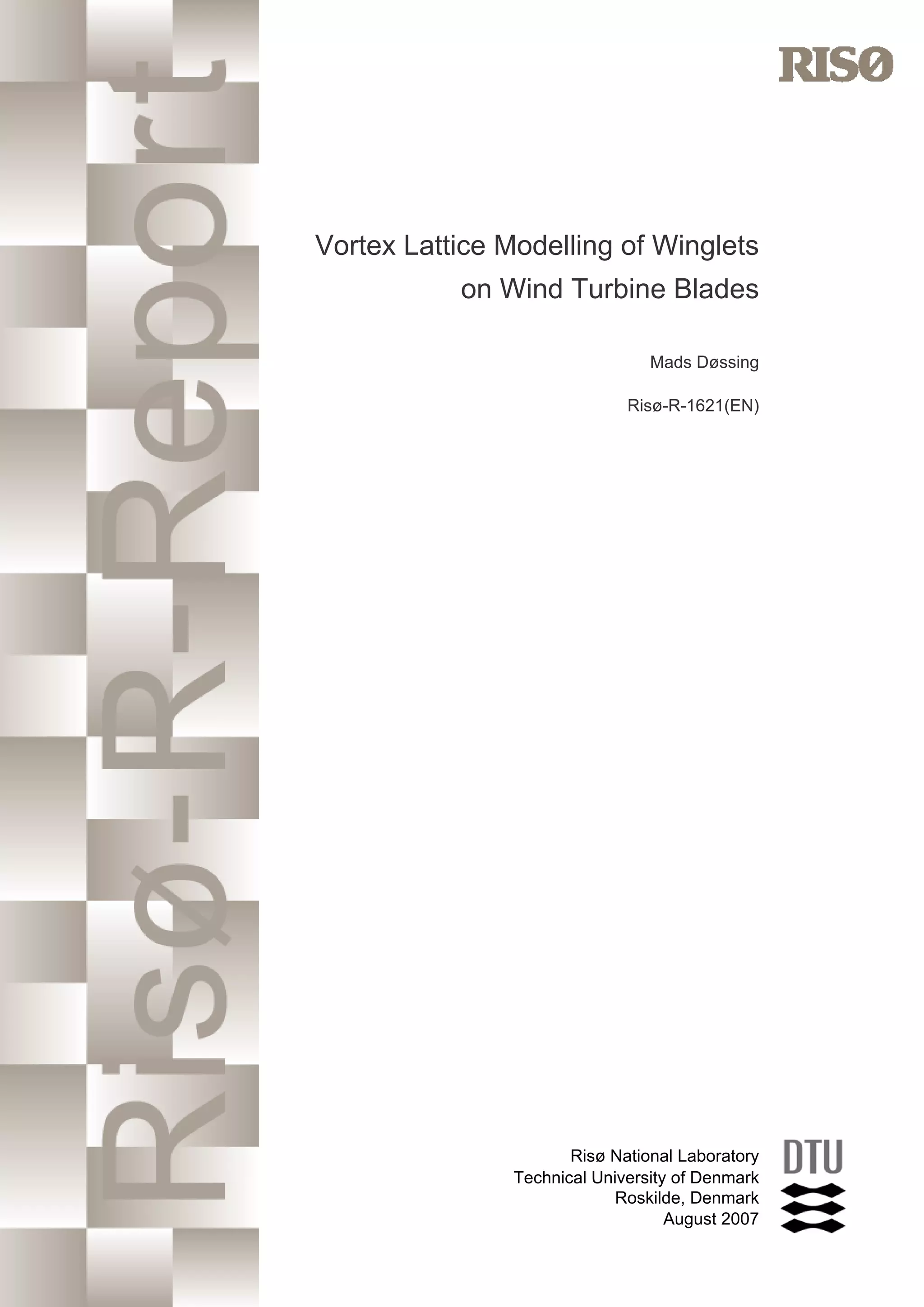 Vortex lattice modelling of winglets on wind turbine blades | PDF