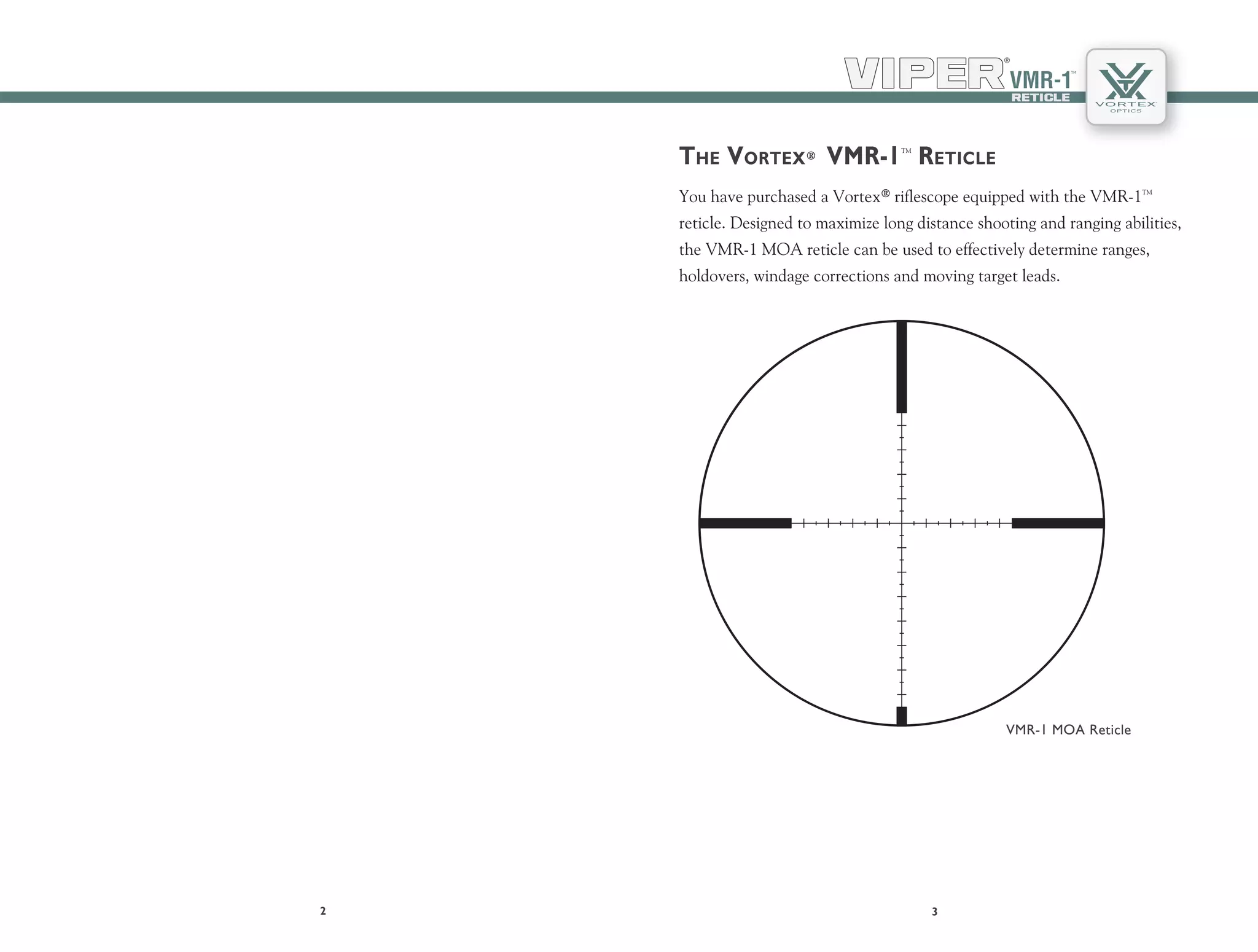 VORTEX VIPER VMR-1 MOA Reticle Subtensions | Optics Trade | PDF