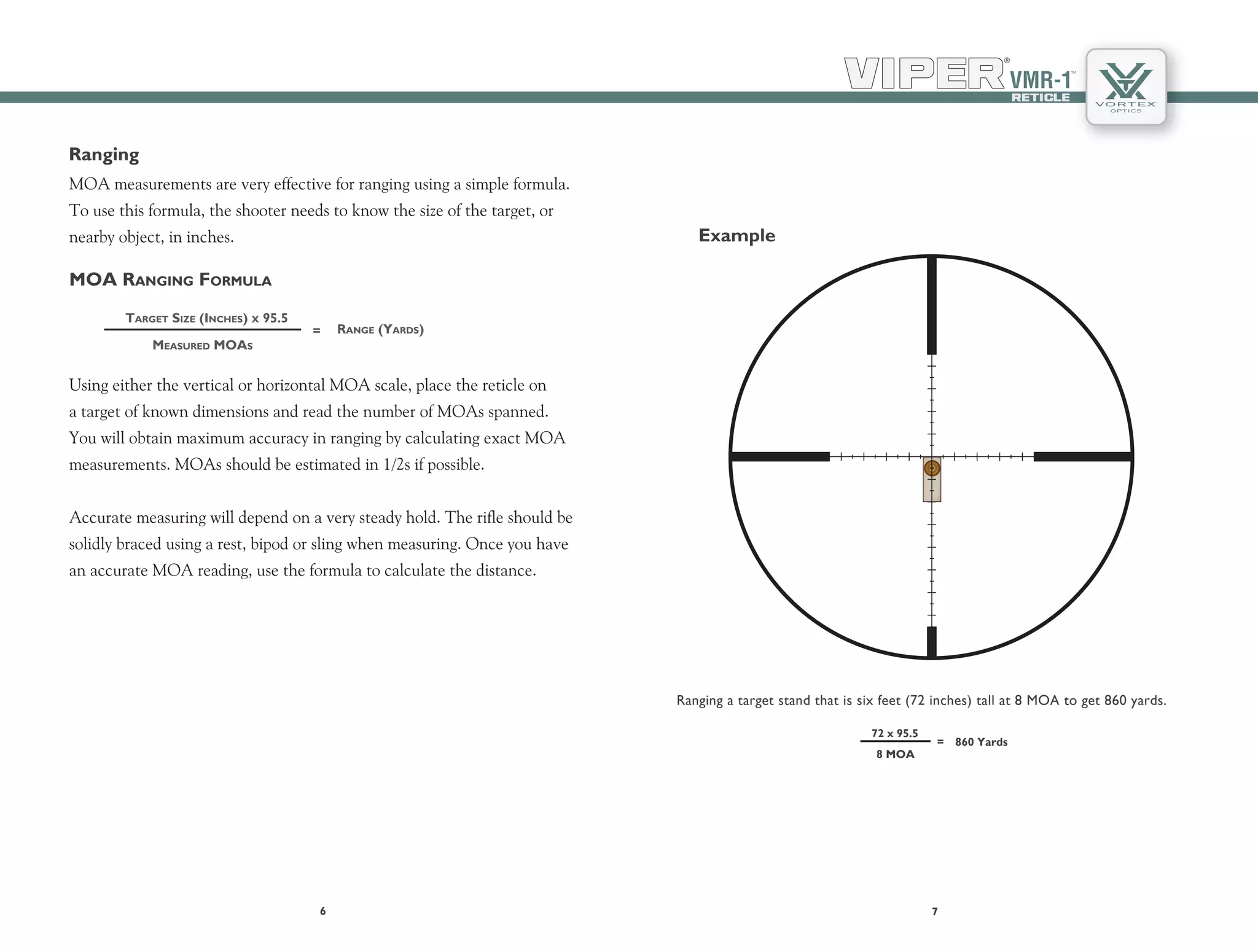 VORTEX VIPER VMR-1 MOA Reticle Subtensions | Optics Trade | PDF