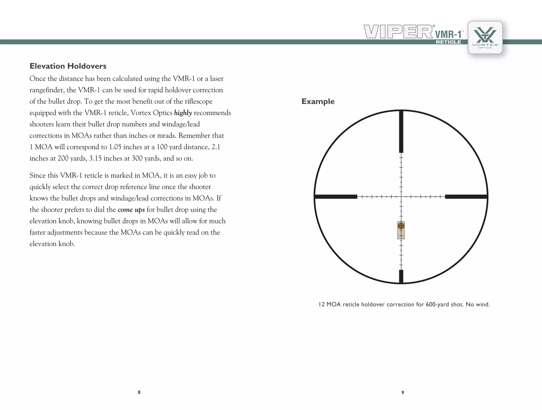 VORTEX VIPER VMR-1 MOA Reticle Subtensions | Optics Trade | PDF