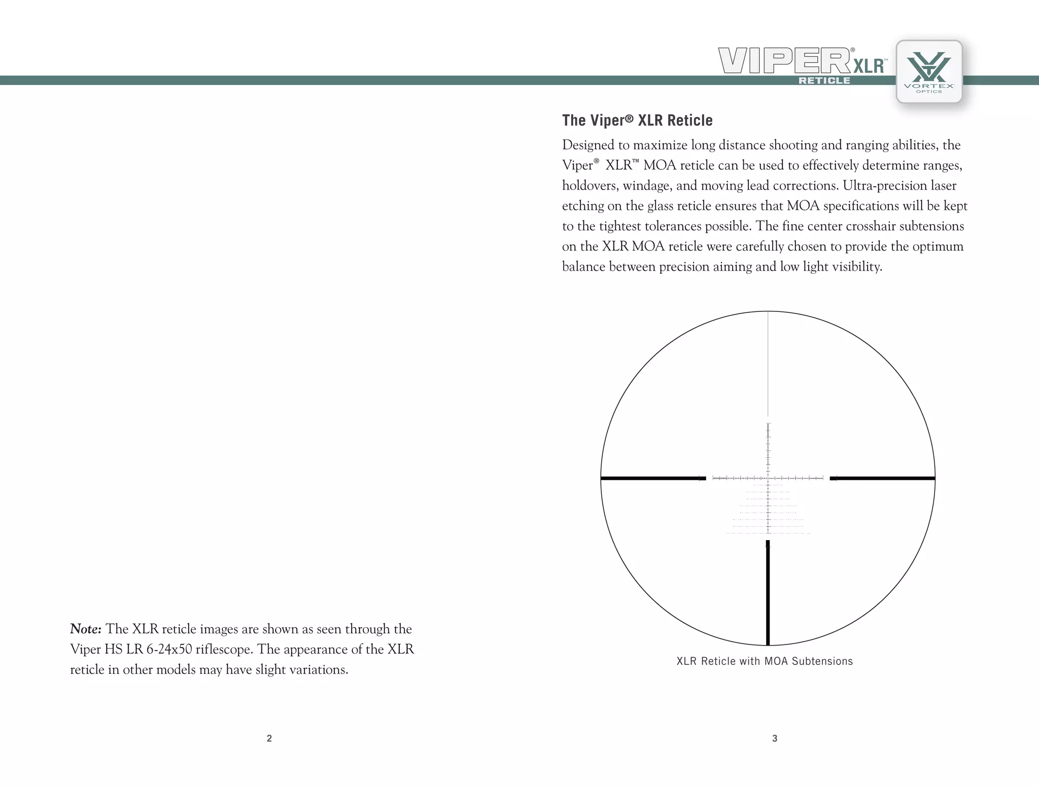 VORTEX VIPER XLR MOA Reticle | Optics Trade | PDF