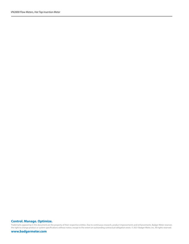 Vortex vn2000 datasheet badger meter flow meters hot tap insertion ...