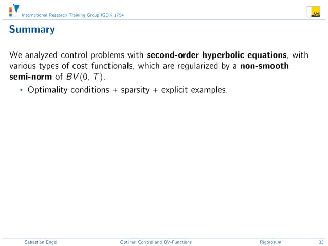 Optimal Control for Linear Second-Order Hyperbolic Equations by BV-Functions in Time, KFU Graz ...